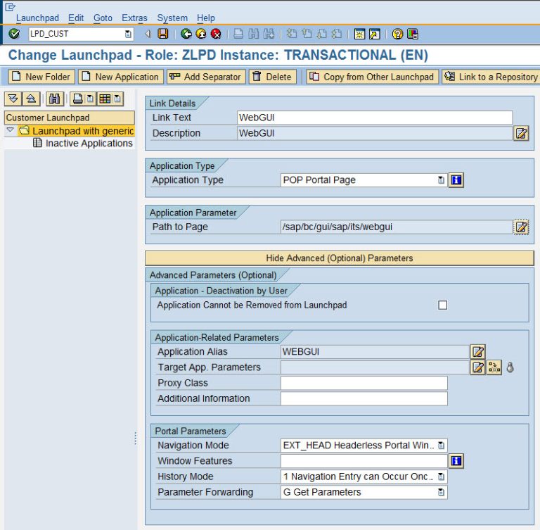 SAP Fiori Launchpad – call classic transactions with WebGUI – A4prog